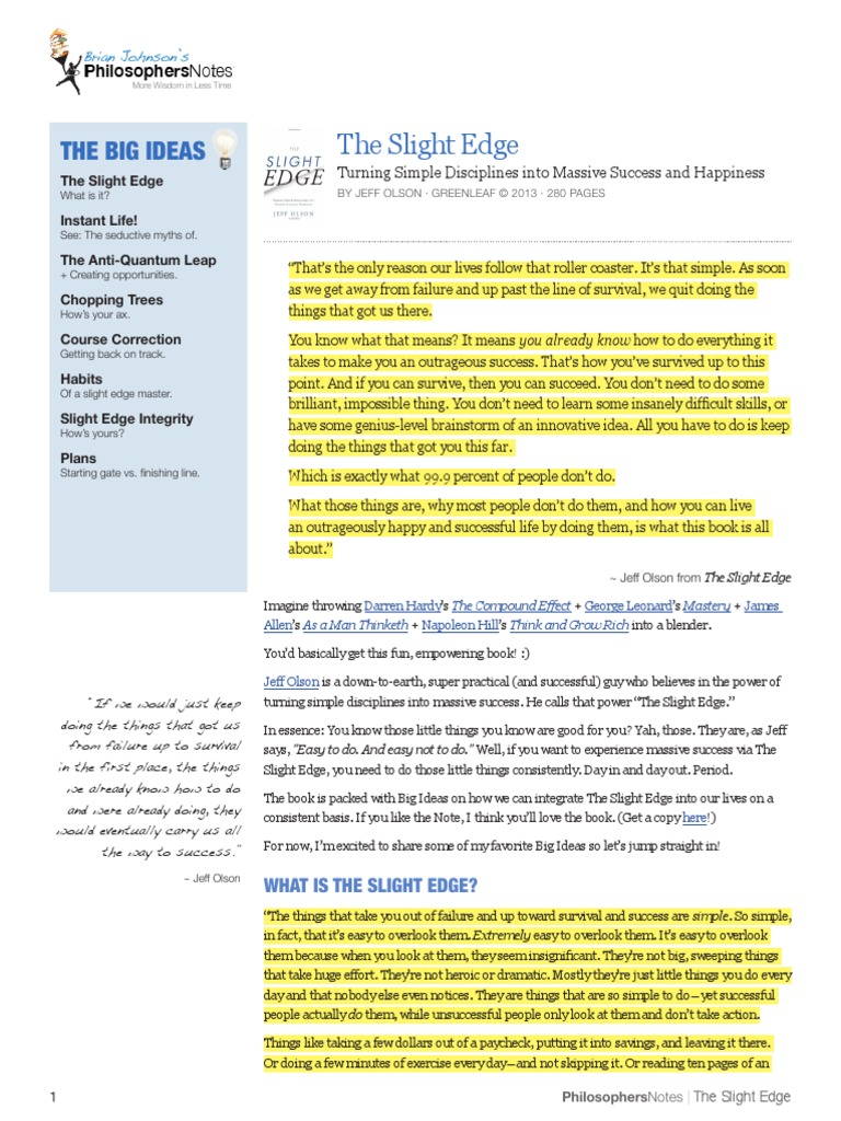 The Slight Edge | PDF | Luck | Integrity