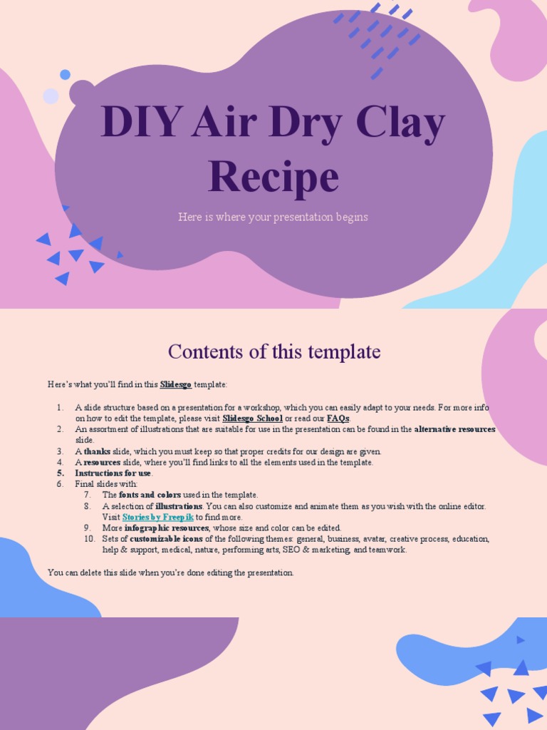 DIY Air Dry Clay Recipe by Slidesgo | PDF | Planets | Saturn