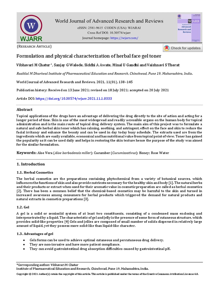 Formulasi Facial Toner | PDF | Honey | Antioxidant