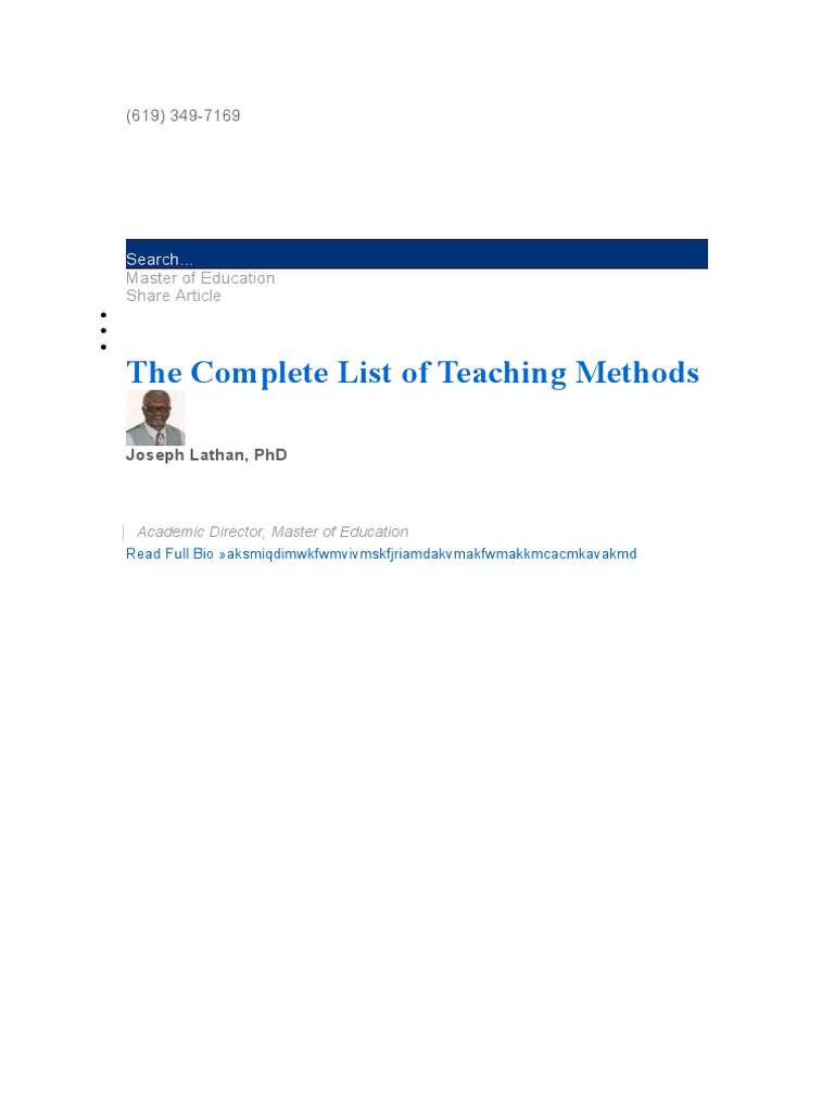 The Complete List of Teaching Methods: Blog Contact Search | PDF ...