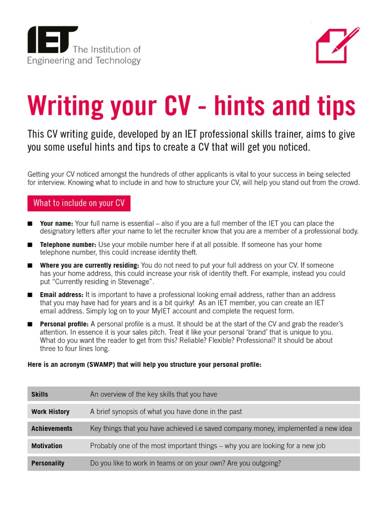 IET Web Sheet CV | PDF | Résumé | Communication
