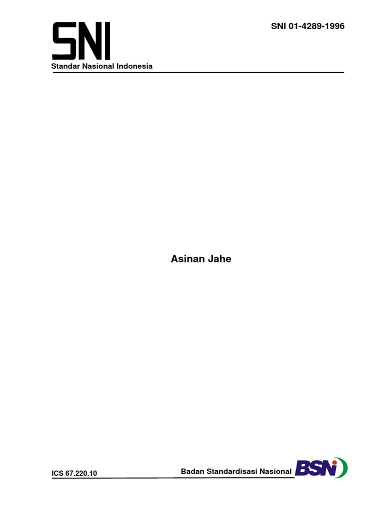 Asinan Jahe 10632 - SNI - 01-4289-1996 | PDF