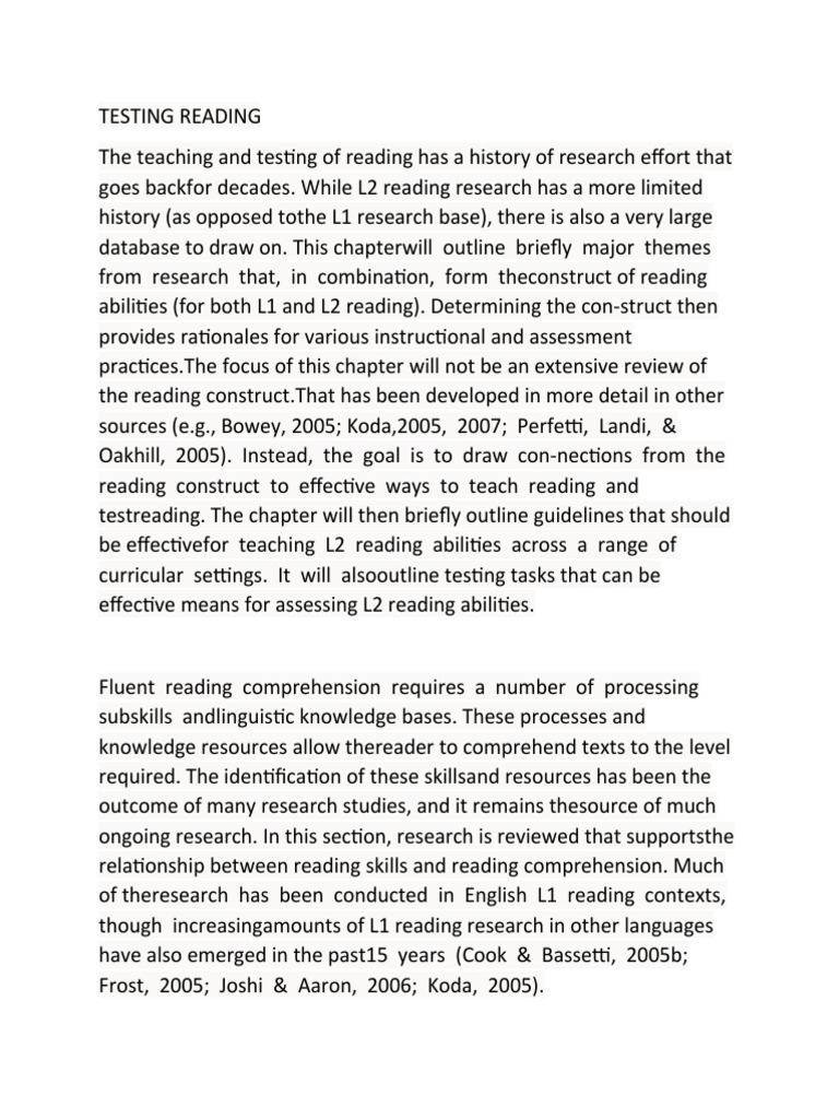Testing Reading | PDF | Educational Assessment | Reading Comprehension