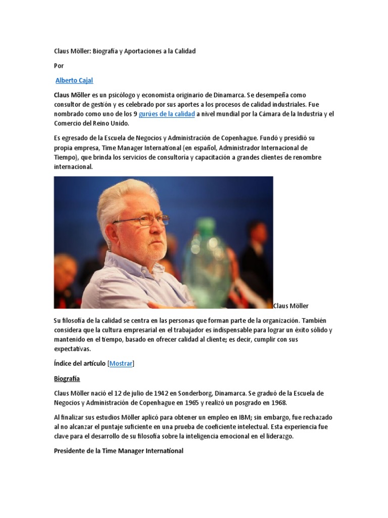 Biografía y Aportaciones de Claus Möller | PDF | Calidad (comercial ...