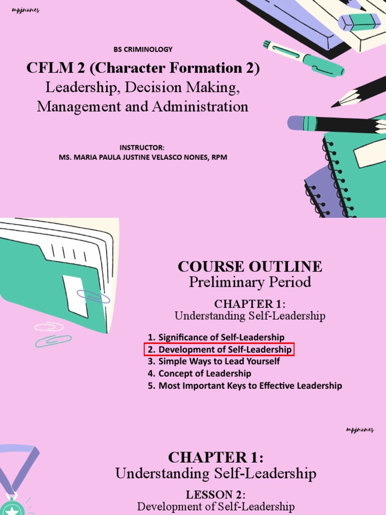 CFLM - Chapter 1 - Lesson 2 Development of Self-Leadership | PDF | Leadership | Risk