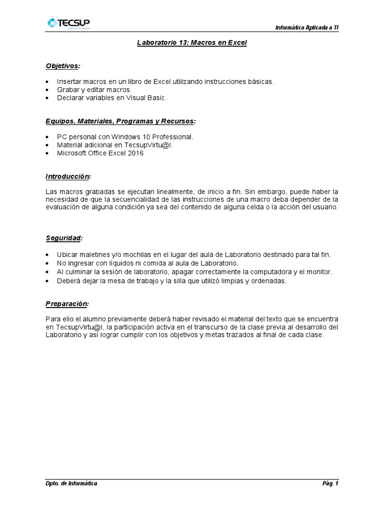 L13 Creación de Macros | Descargar gratis PDF | Microsoft Excel | Macro (informática)