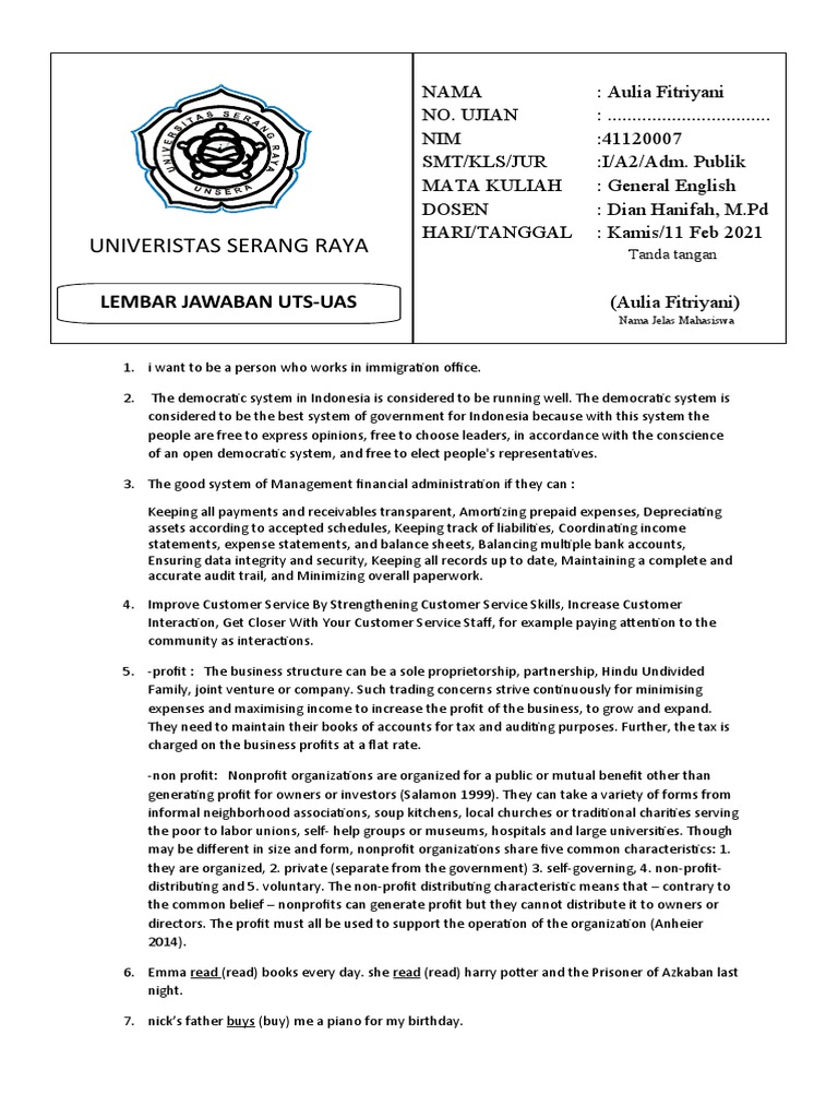 Jawaban Uas English Pdf Expense Business