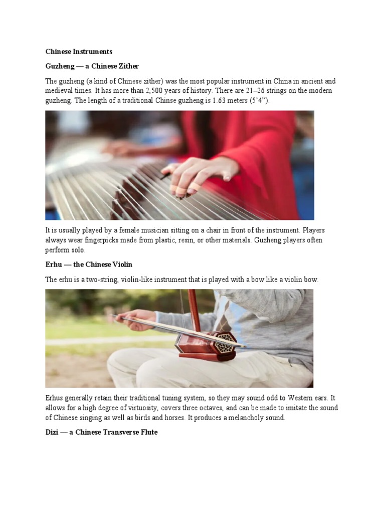 Chinese Instruments Guzheng - A Chinese Zither | PDF | String ...