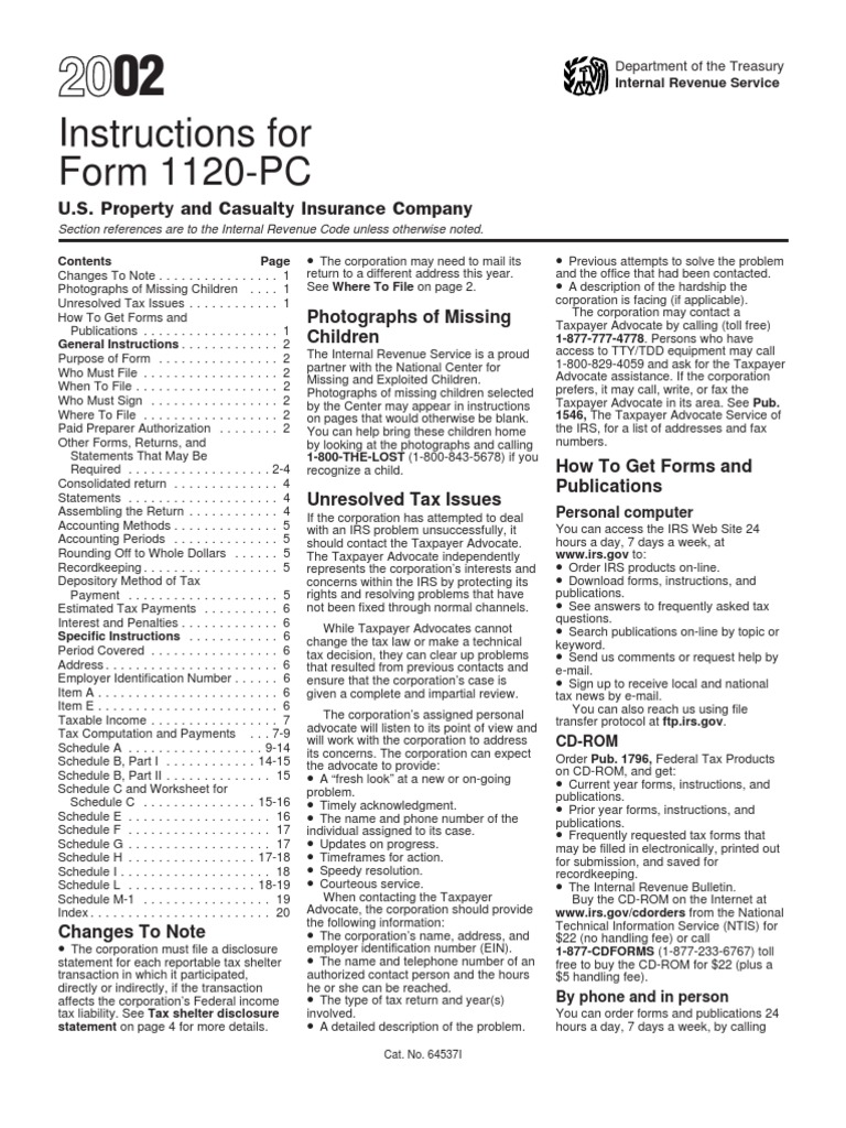 US Internal Revenue Service: I1120pc - 2002 | PDF | Irs Tax Forms ...