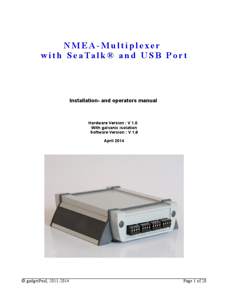 Nmea-Multiplexer With Seatalk® and Usb Port: Installation-And Operators ...