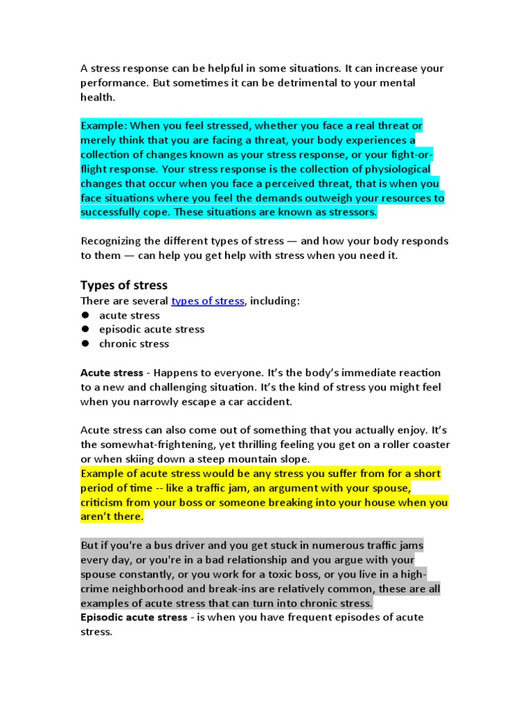 Types of Stress | PDF | Stress (Biology) | Libido