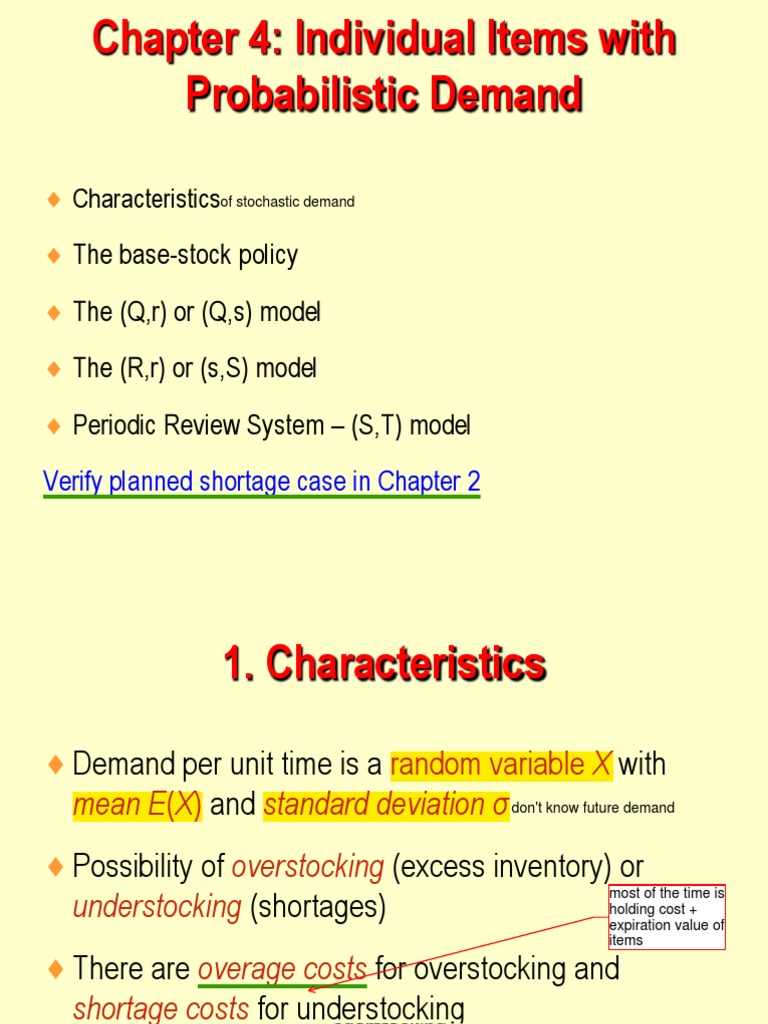 Chapter 4 - Single Item - Probabilistic Demand | PDF | Inventory ...