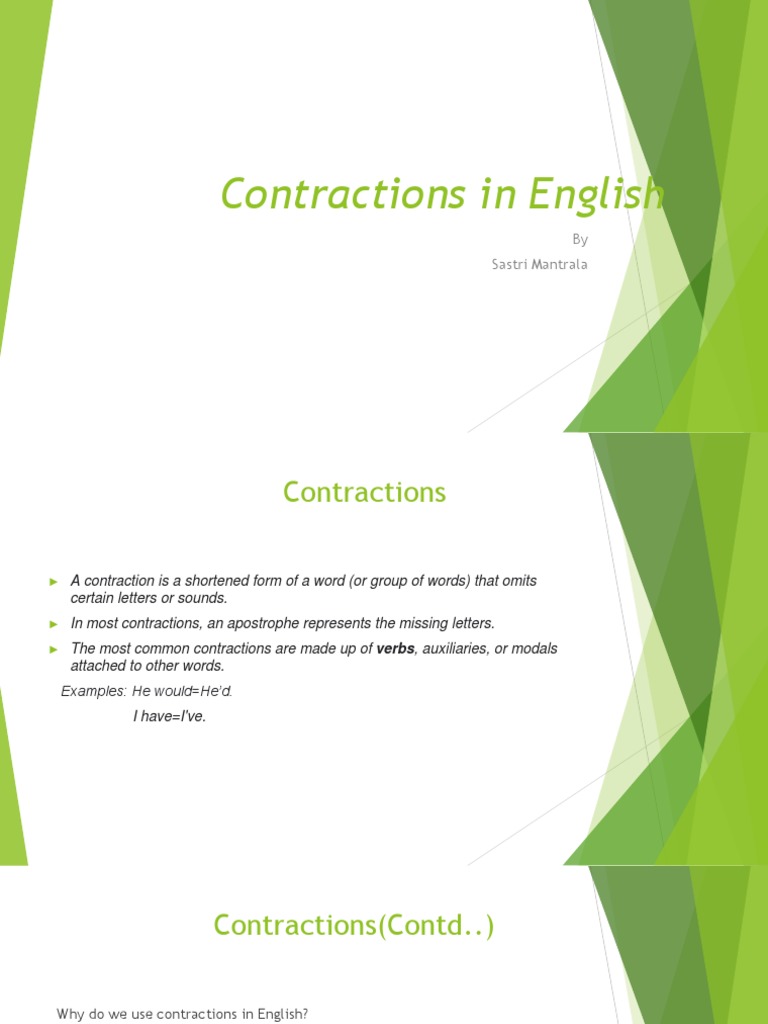 Contractions in English | PDF | Language Arts & Discipline