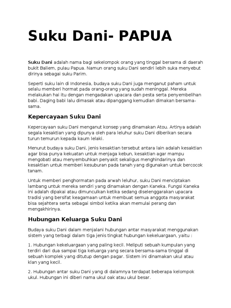 Suku Dani | PDF | Agama & Spiritualitas