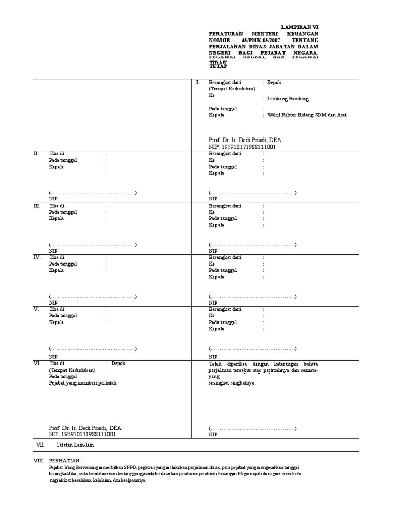 SPPD Halaman Belakang | PDF