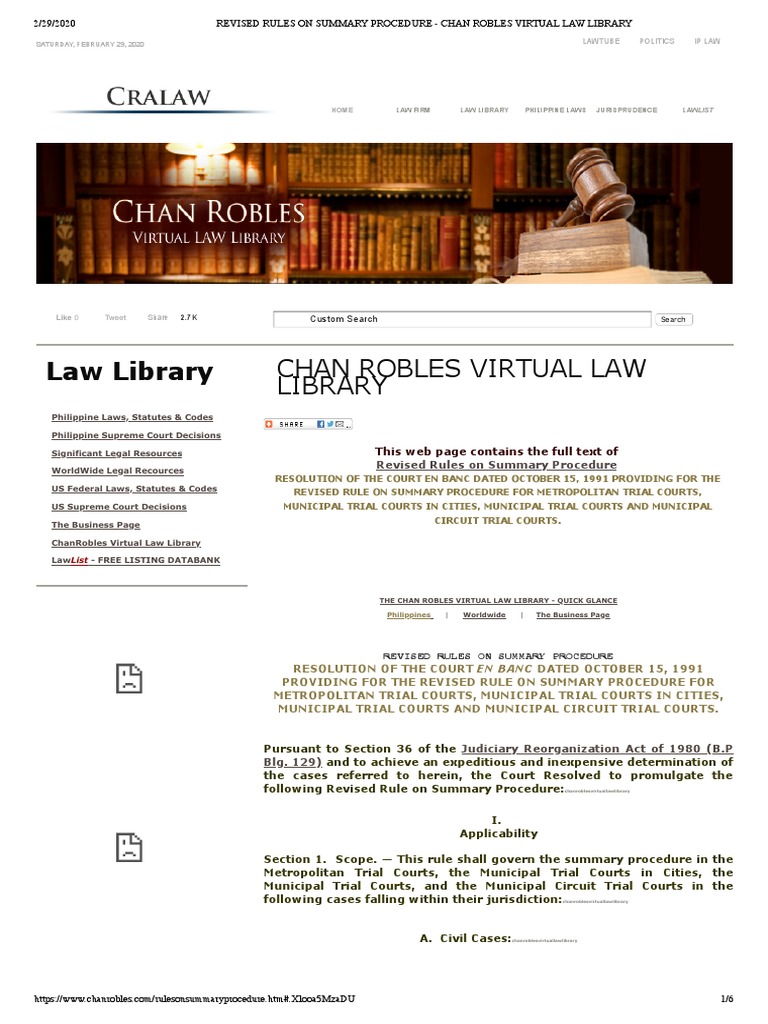 Rules On Summary Procedure | PDF | Complaint | Pleading