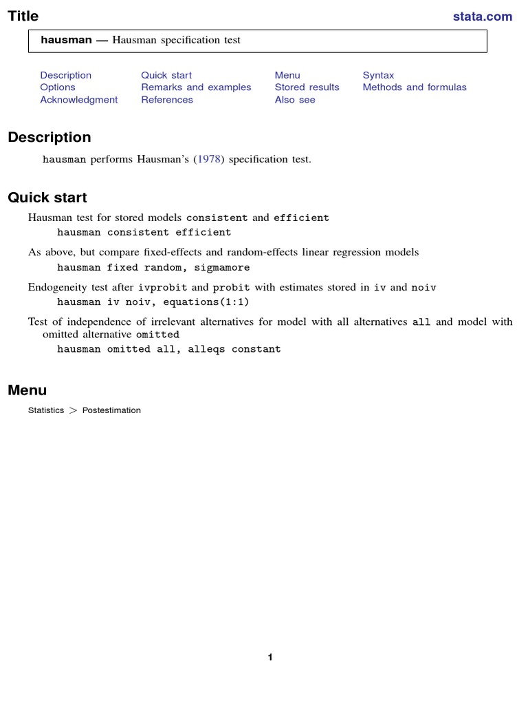 Rhausman | PDF | Estimator | Econometrics