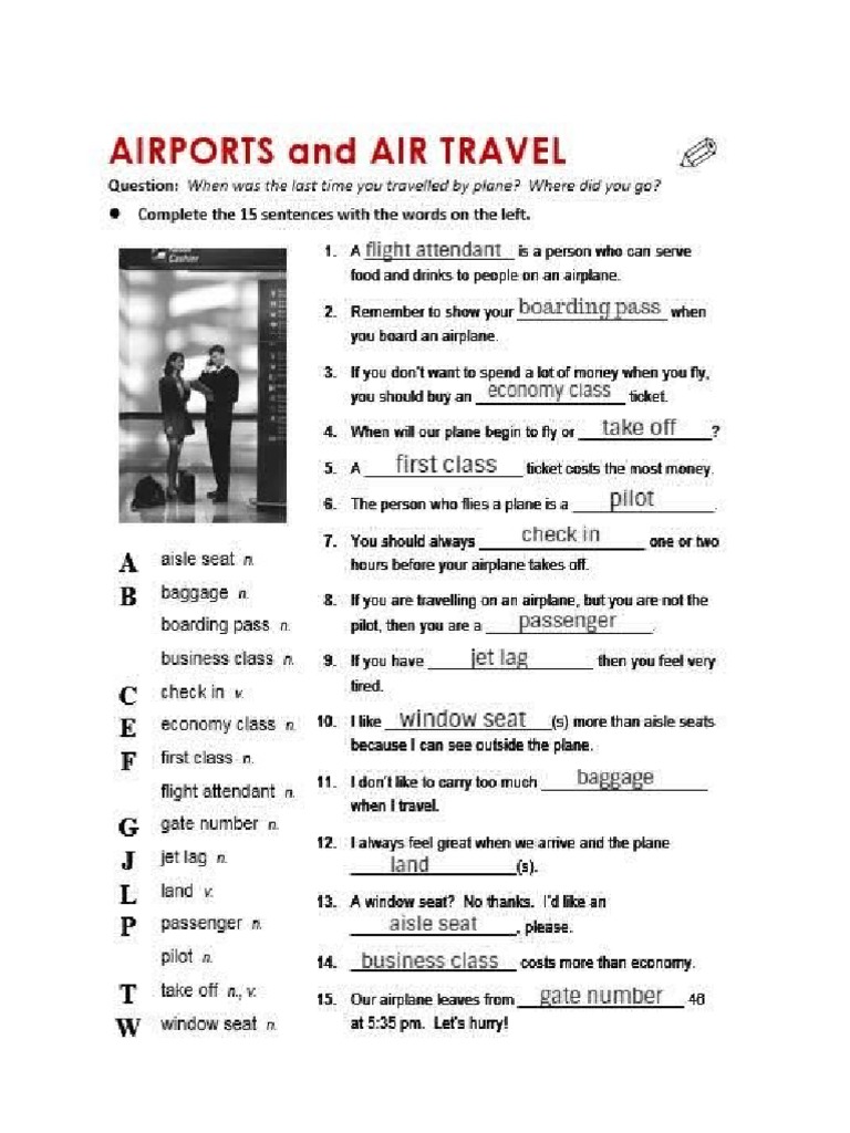Airports and Air Travel Worksheet 2 | PDF