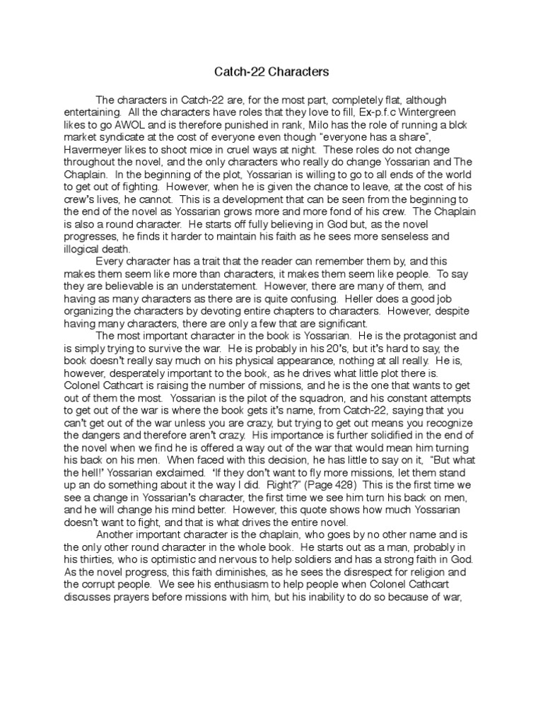 Catch 22 Characters | PDF