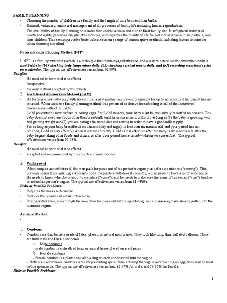 Family Planning | PDF | Birth Control | Methods Of Birth Control
