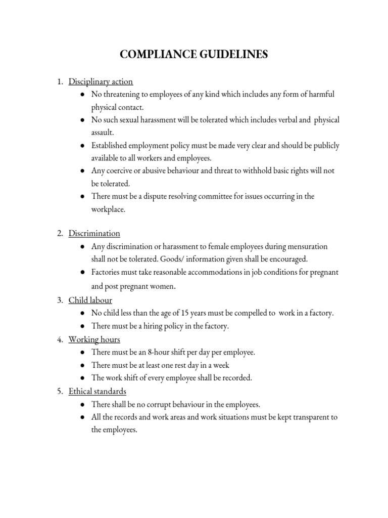 Compliance Guidelines: 1. Disciplinary Action | PDF | Ventilation ...