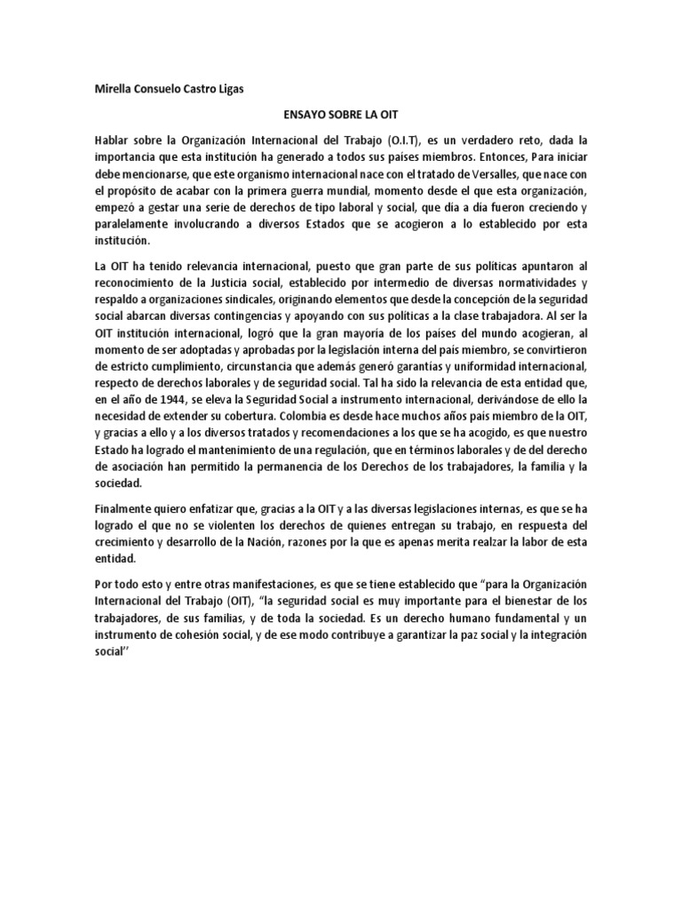 Importancia de la OIT en Derechos Laborales | PDF | Organización ...