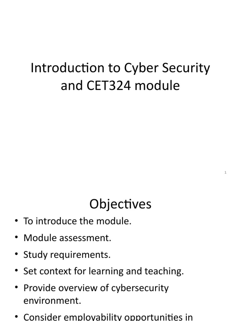 Introduction To Cyber Security and CET324 Module | PDF | Computer ...