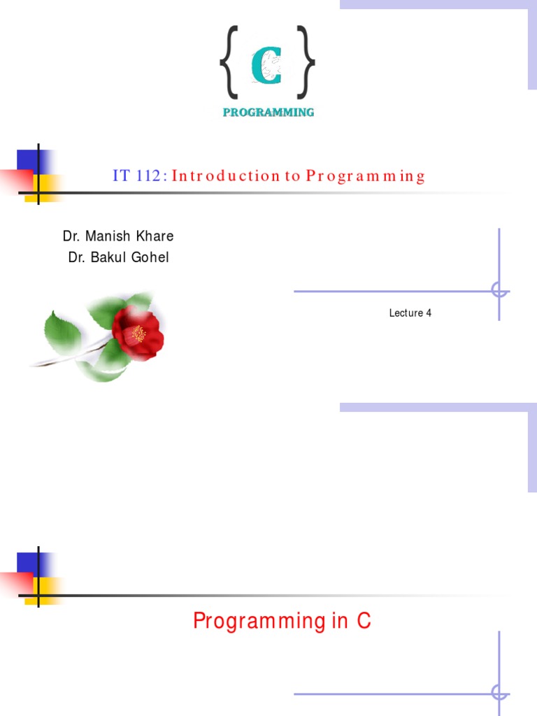 Introduction To Programming: Dr. Manish Khare Dr. Bakul Gohel | PDF ...