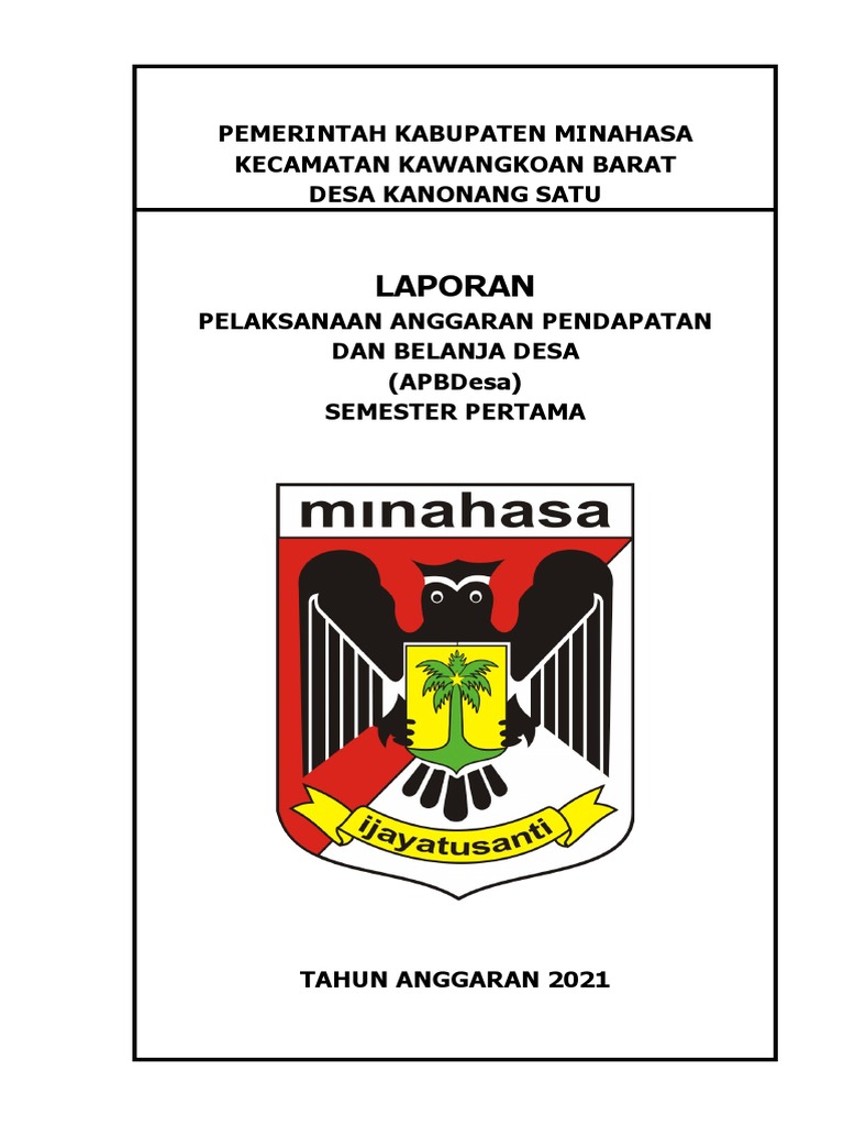 Cover Laporan Pelaksanaan Apbdes Semester Pertama Desa Kanonang Satu ...