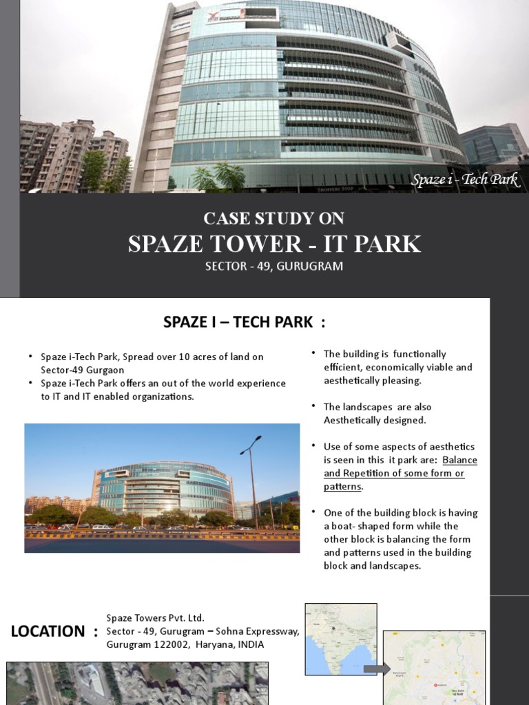 Spaze Tower - It Park: Case Study On | PDF | Elevator | Civil Engineering