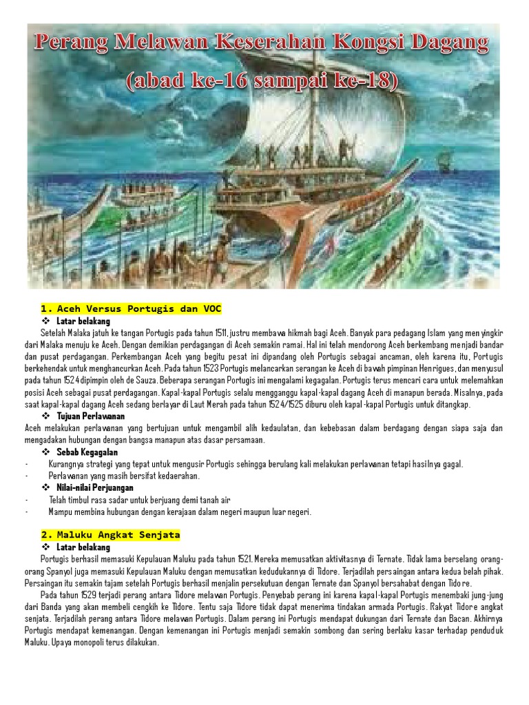Perang Melawan Kongsi Dagang Belanda (VOC) | PDF | Sejarah