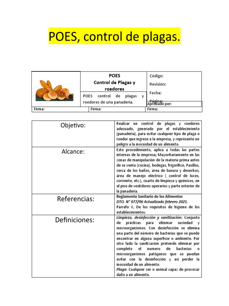 Poes Para Control De Plagas En Alimentos Pdf Plaga Organismo