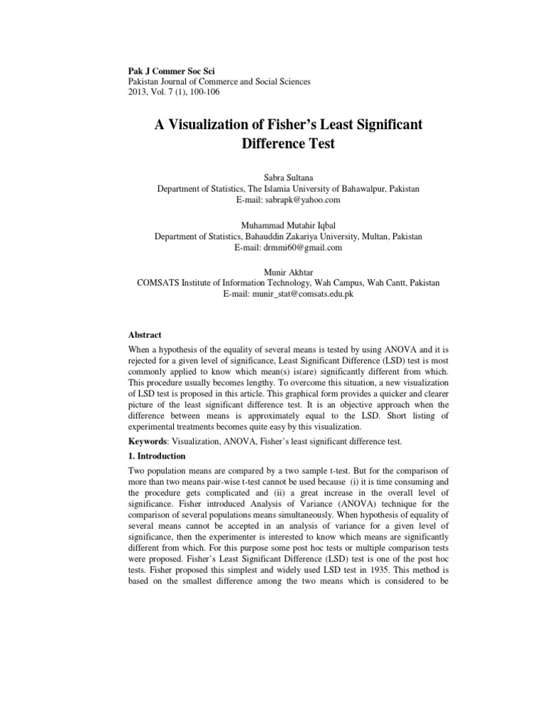 A Visualization of Fisher's Least Significant Difference Test | PDF ...