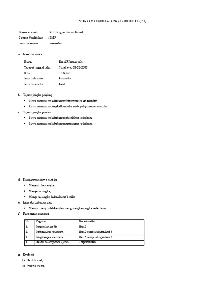 Contoh PPI Matematika | PDF