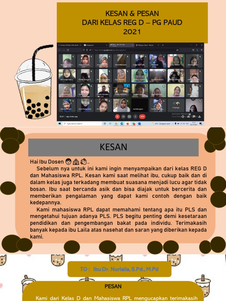 Kesan dan Pesan untuk Ibu Dosen PAUD | PDF | Karier & Perkembangan ...