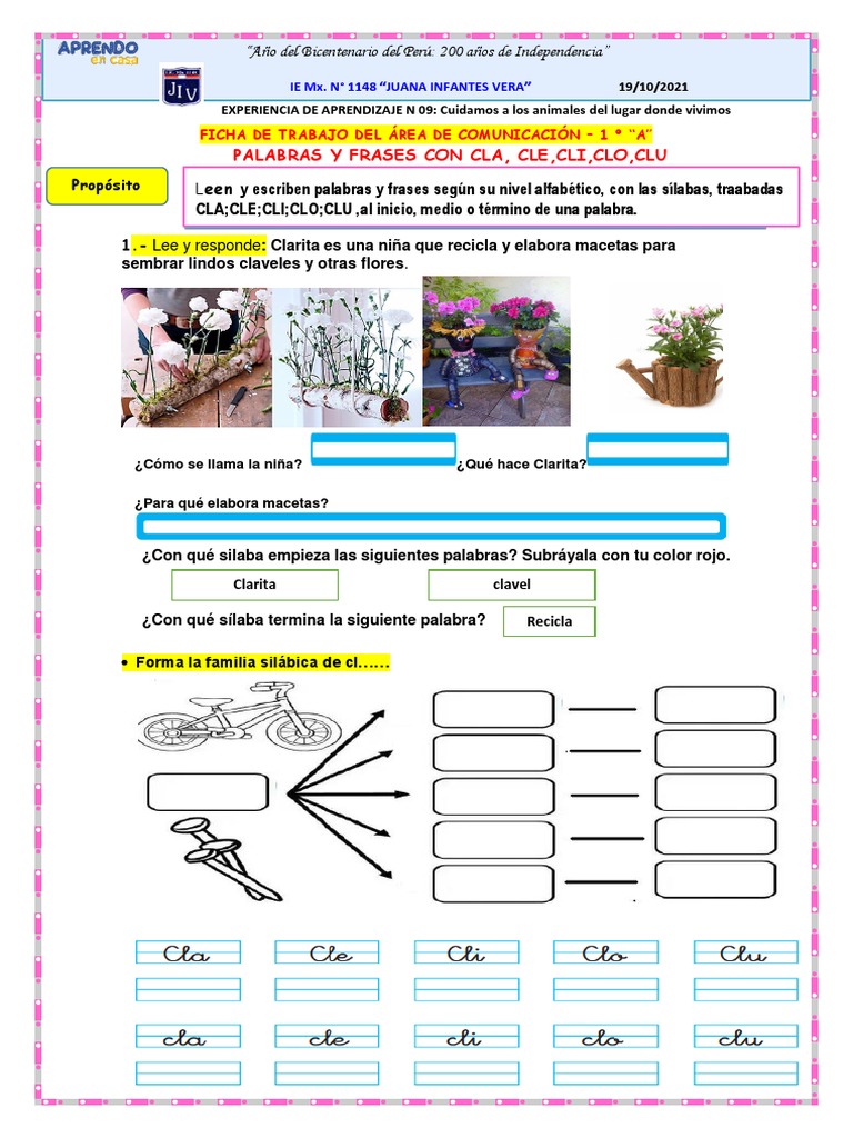 Sílabas Cla Cle Cli Clo Clu(78) Actividades De Escritura,, 41% OFF