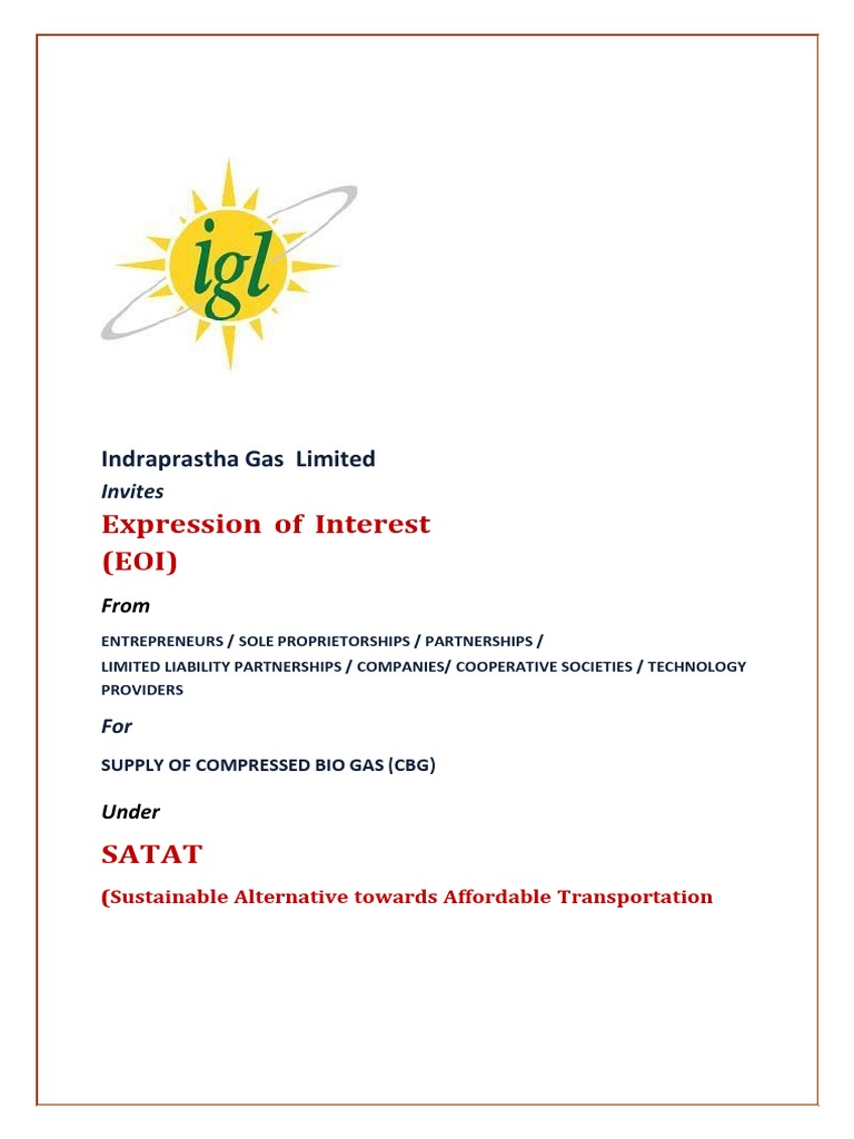 Expression of Interest (EOI) : Indraprastha Gas Limited | PDF | Biogas ...