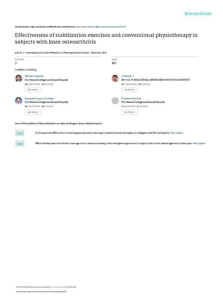 Effectiveness of Stabilization Exercises and Conventional Physiotherapy ...