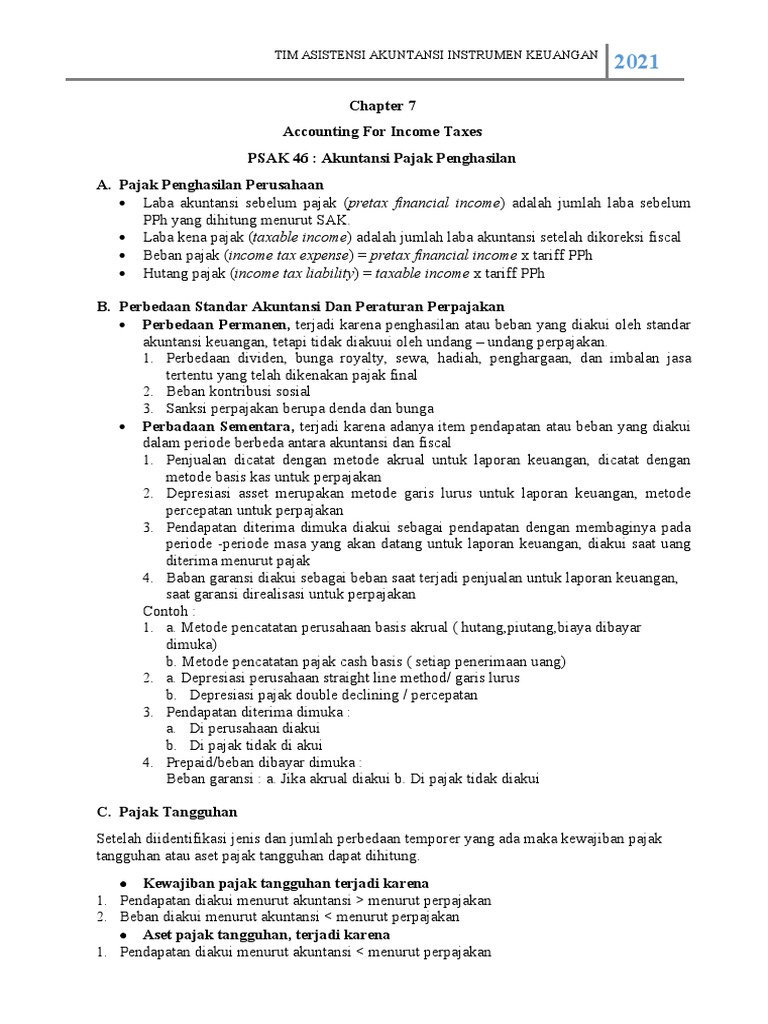Modul Chapter 7 - Accounting For Income Taxes | PDF