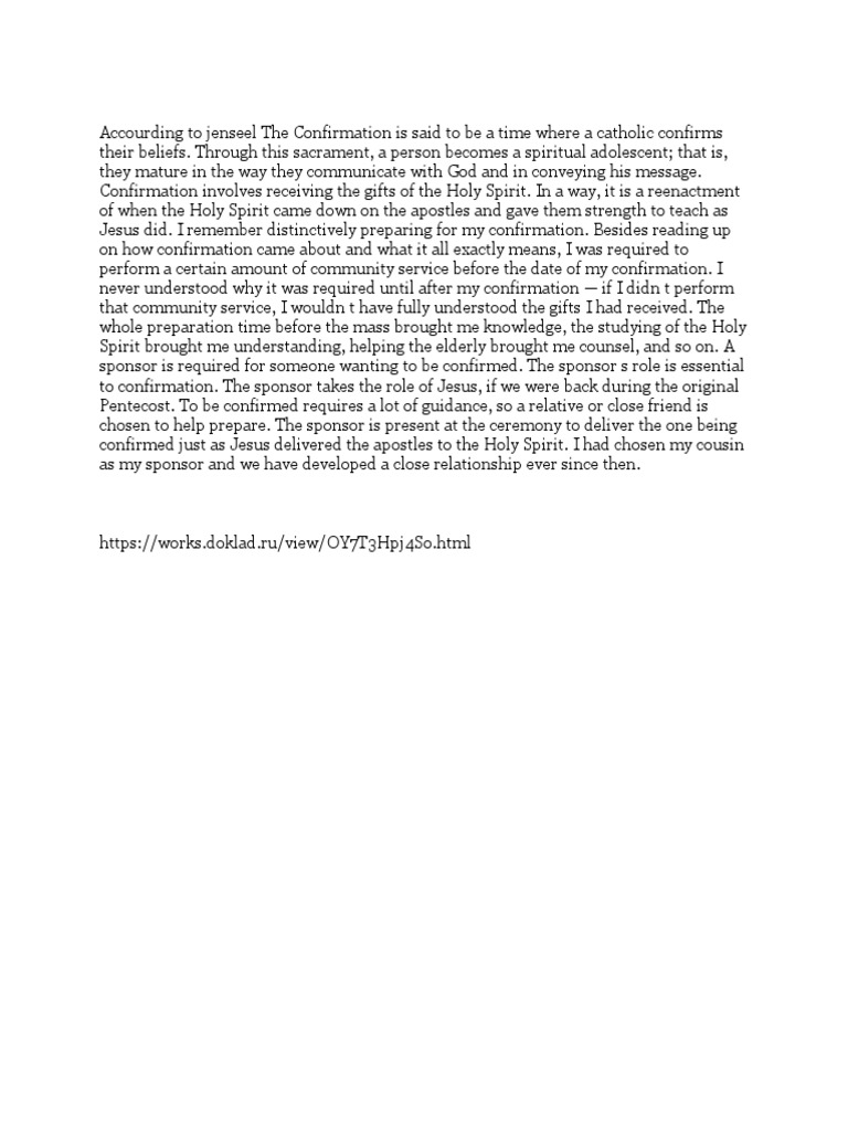 Catholic confirmation process and meaning explained | PDF