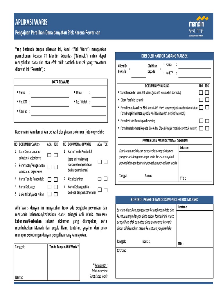 Form Aplikasi Waris Retail | PDF
