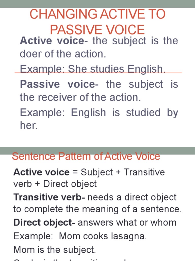 Active To Passive Voice - Answer Key | PDF