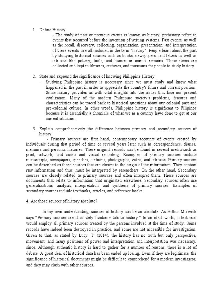 What Is History - Answer Key | PDF