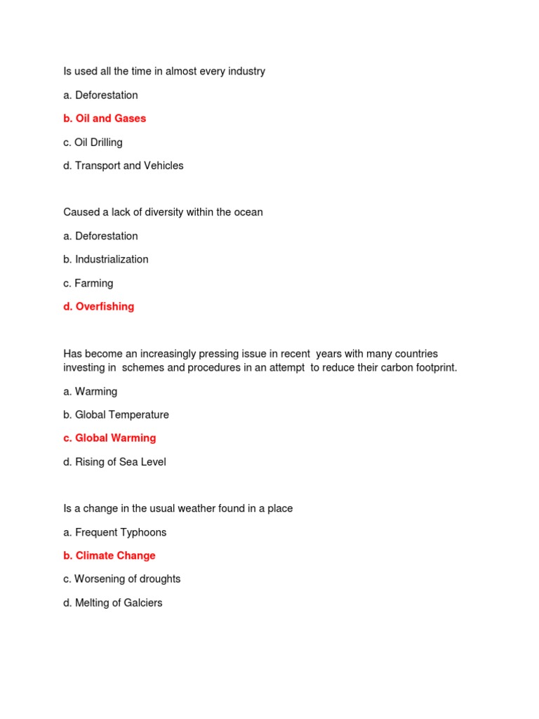 STS Answer Key | PDF | Climate Change | Climate