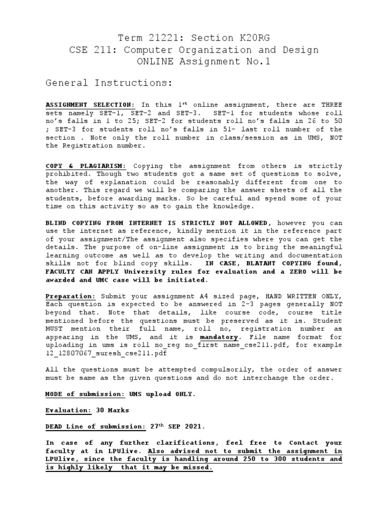 Assignment 1 - CSE211 RG | PDF | Bit | Computer Programming