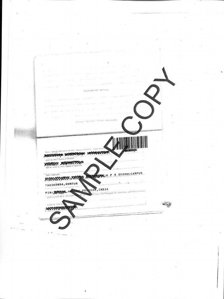 Sample Passport BackPage | PDF