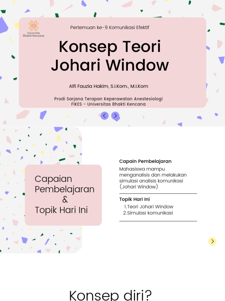 Konsep Teori Johari Window: Pertemuan Ke-9 Komunikasi Efektif | PDF