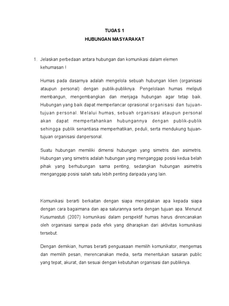Tugas 1 Humas | PDF