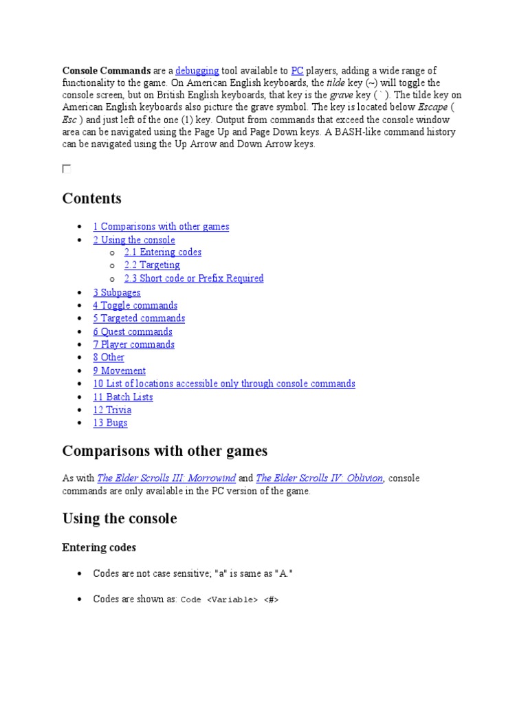 Console Command Skyrim | PDF | Command Line Interface