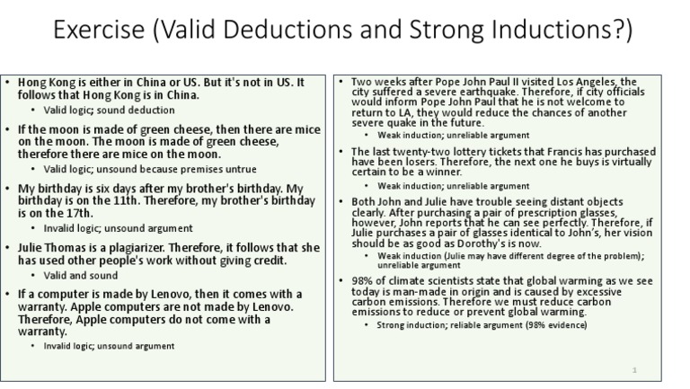 Sound and Reliable Argument Examples and Counterexamples | PDF ...